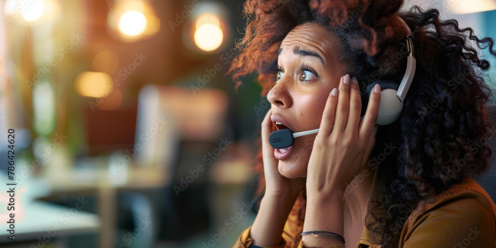 Call center night shift customer service, exhausted and sleepy woman ...