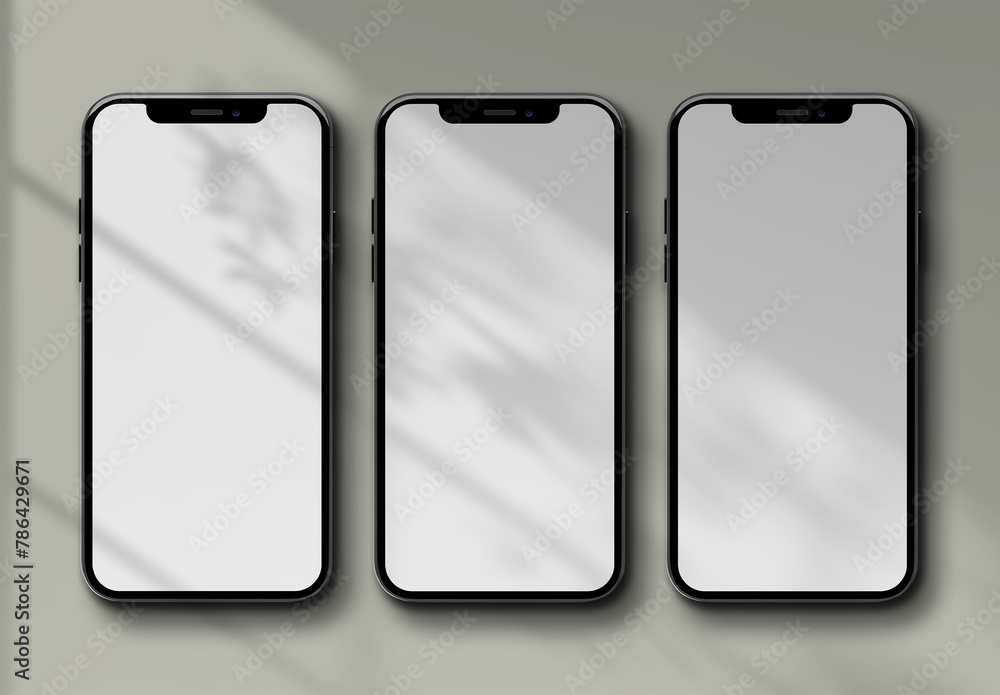 Three Mobile Screen Mockups For Social Media Posts Promotion With ...