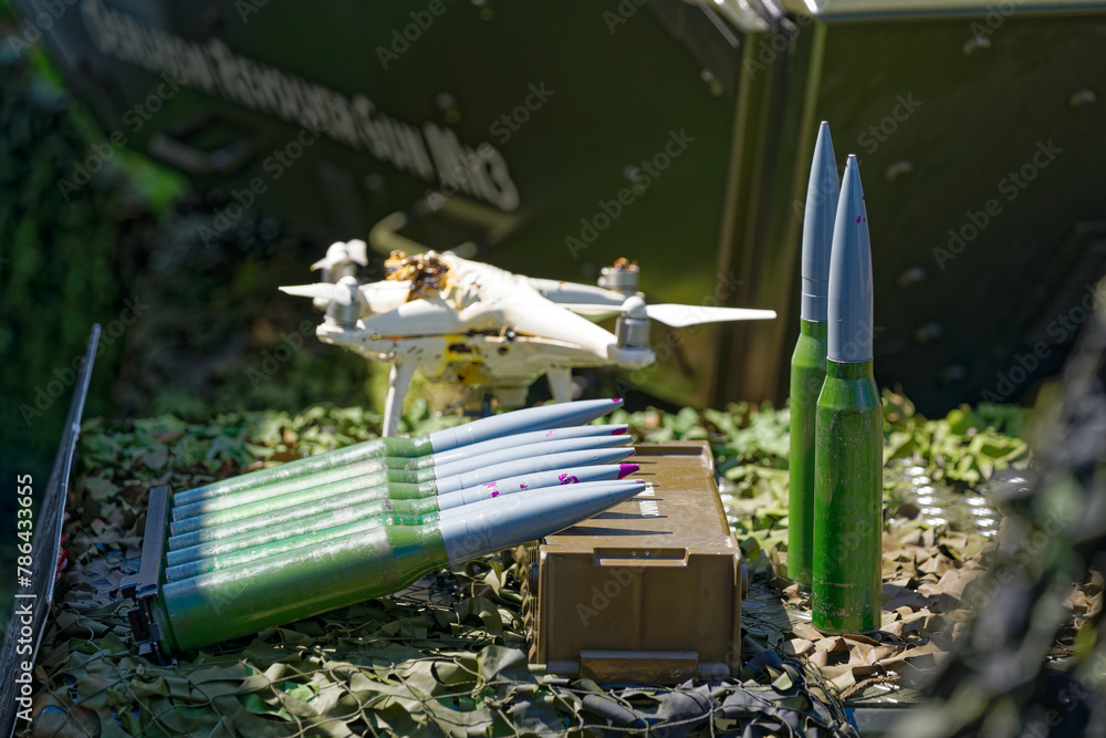 Ammunition of Oerlikon Revolver Gun MK3 anti drone weapon at military ...