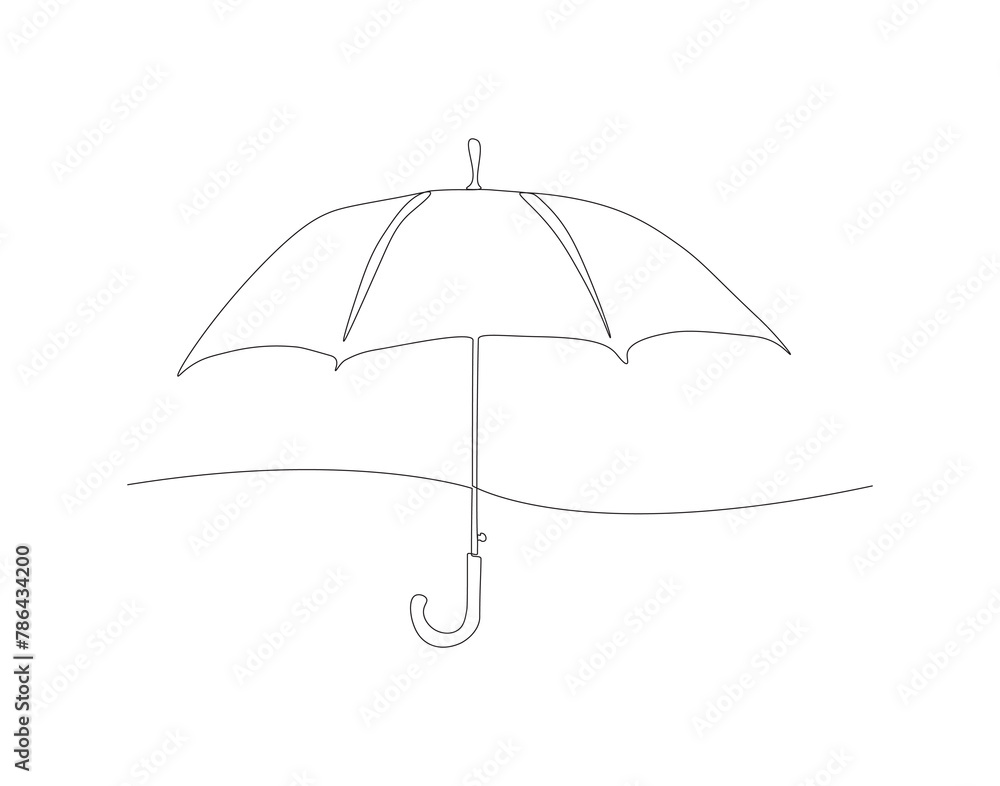 Continuous line drawing of umbrella. One line of umbrella. Umbrella ...