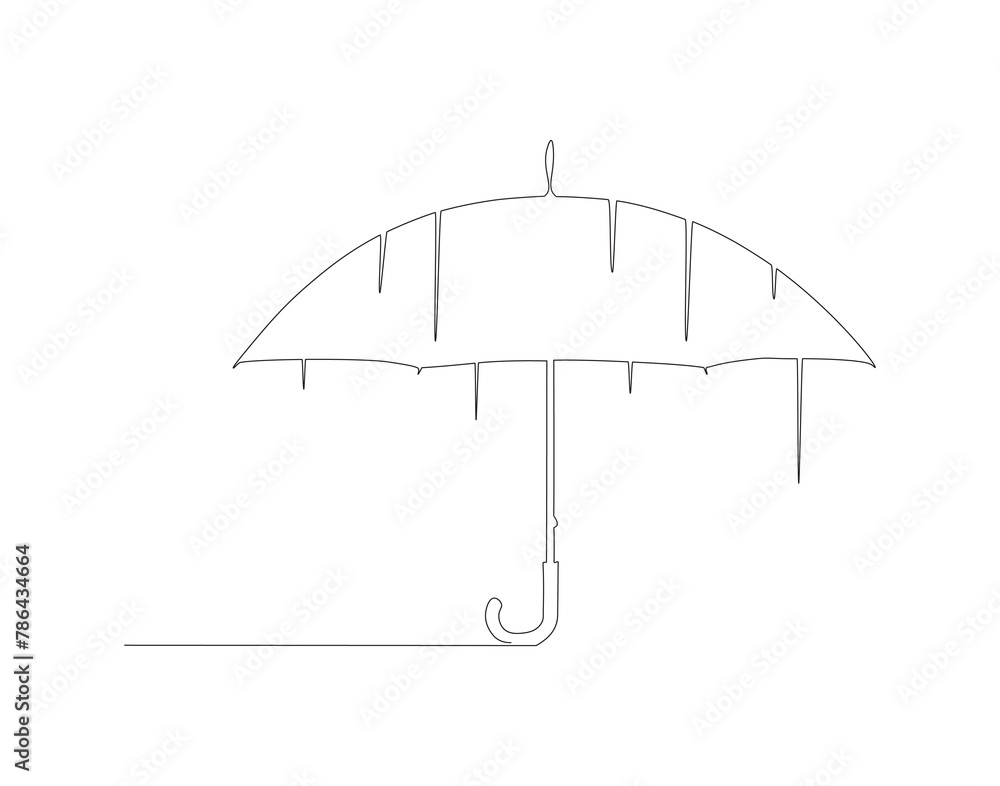 Continuous line drawing of umbrella. One line of umbrella. Umbrella ...