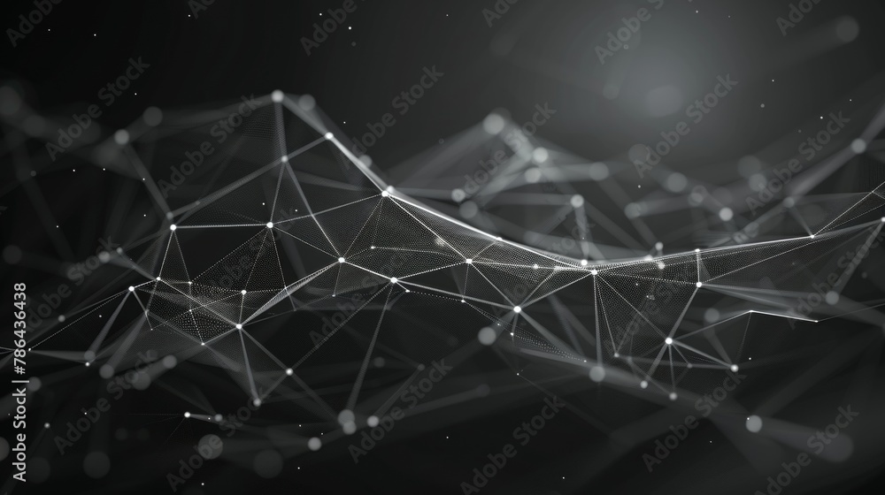 Lines and dots forming a mesh. Depth of field settings. Background for ...