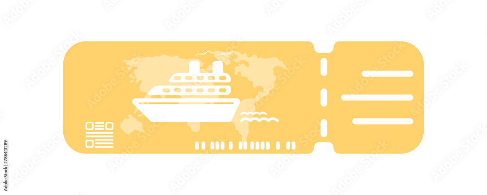 Yellow ship ticket with world map vector. Booking a ticket for travel ...