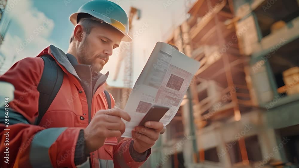Construction worker seamlessly integrates technology into his work ...