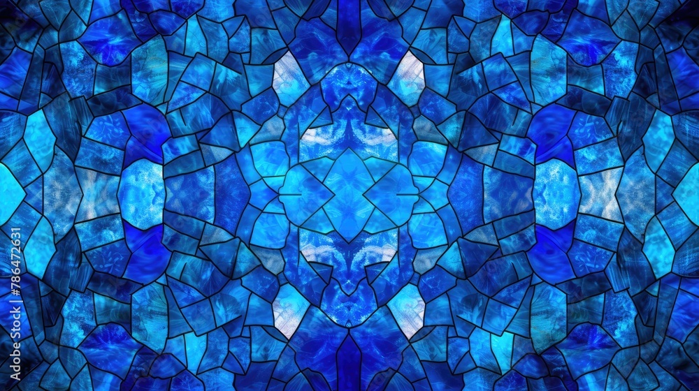 blue stained glass background. vibrant colored window design backdrop ...