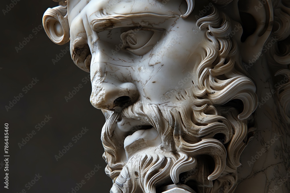 Create a striking image by juxtaposing the face of a Greek sculpture ...