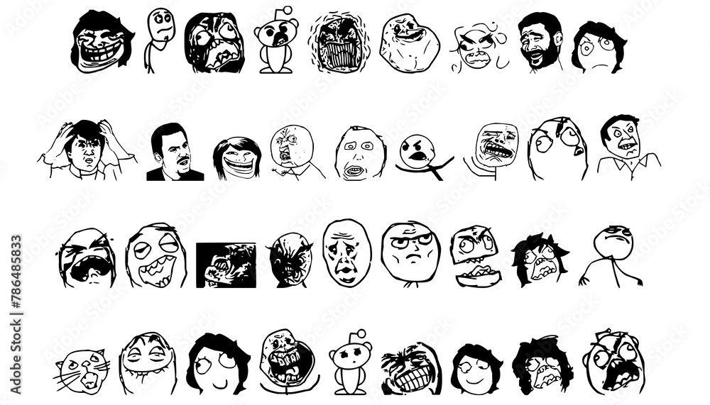 Troll face doodle PNG transparent Stock Illustration | Adobe Stock