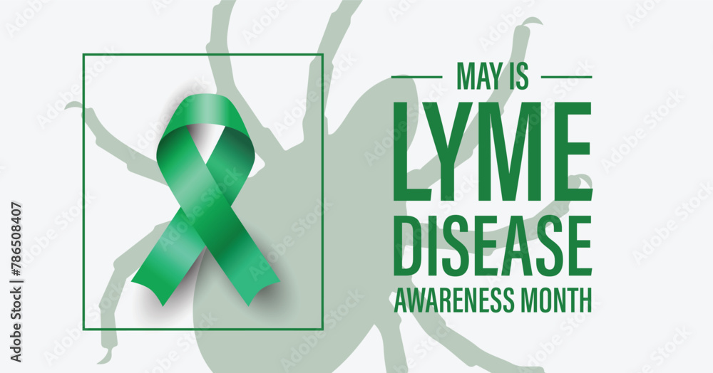 Lyme disease awareness month campaign banner. Green advocacy ribbon and ...