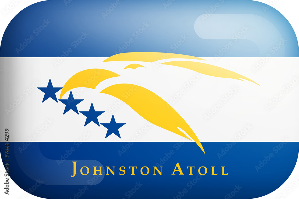 Johnston Atoll Official National Flag Isolated 3D Glossy Rounded Icon ...