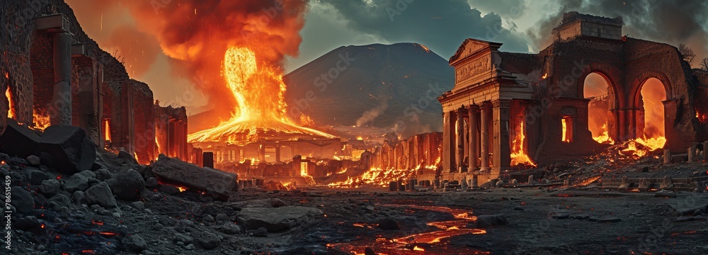 Volcanic Eruption Devastating Pompeii Stock Illustration | Adobe Stock