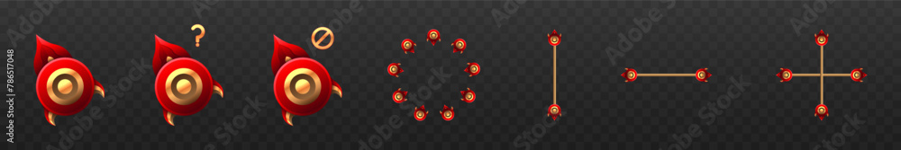Red And Gold Colored Custom Gaming Mouse Cursor Icons Set For Game Ui Designs Stock Vector