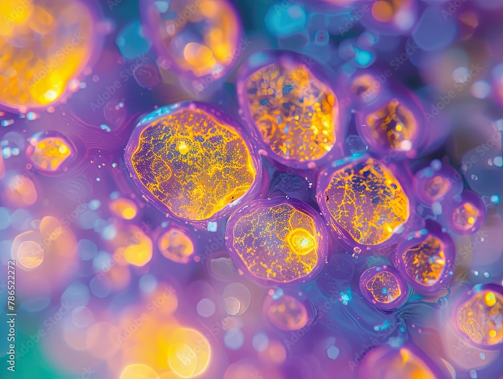 Showcasing a close up view of embryonic stem cells under a microscope ...