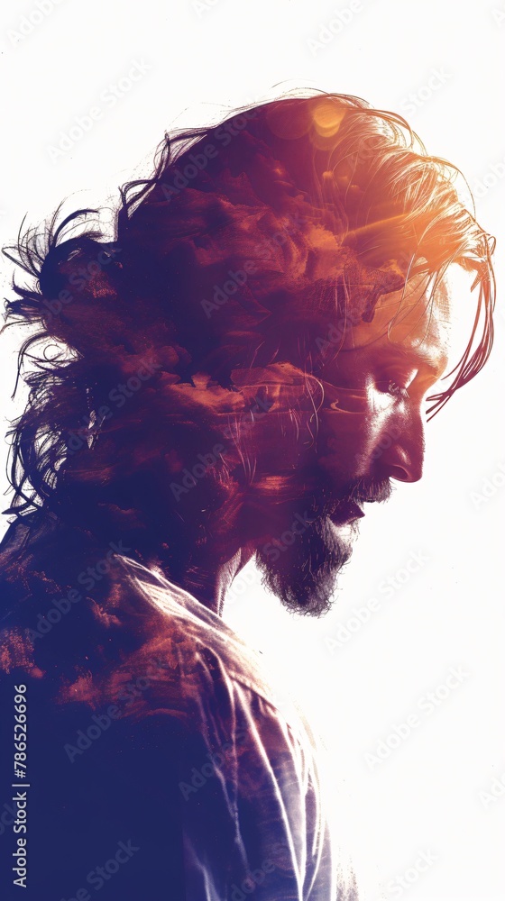 Jesus Christs profile in sharp relief captured in a high definition ...