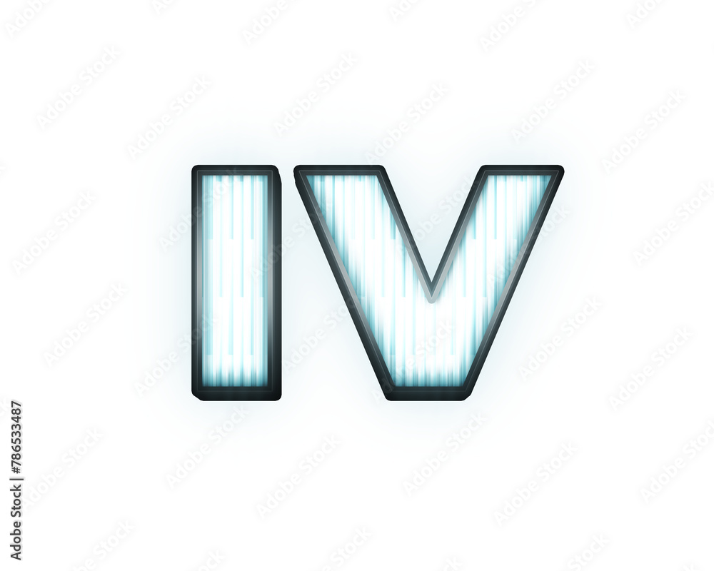 IV roman numeral in car headlamp style 3d illustration text effect on ...