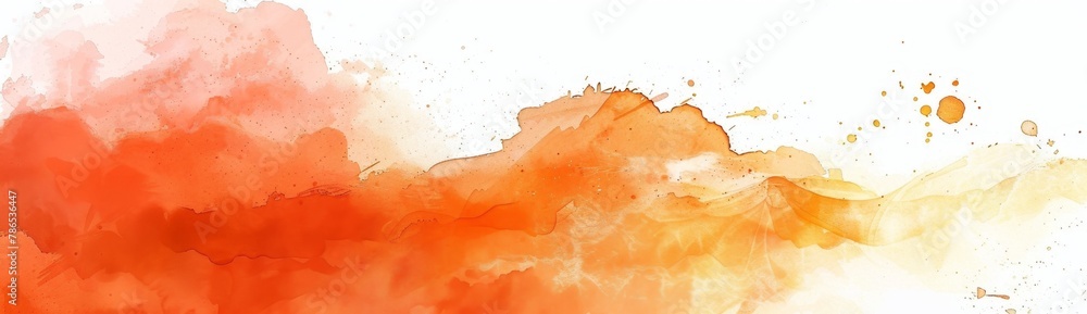 Abstract orange watercolor background banner warm color palette, white ...