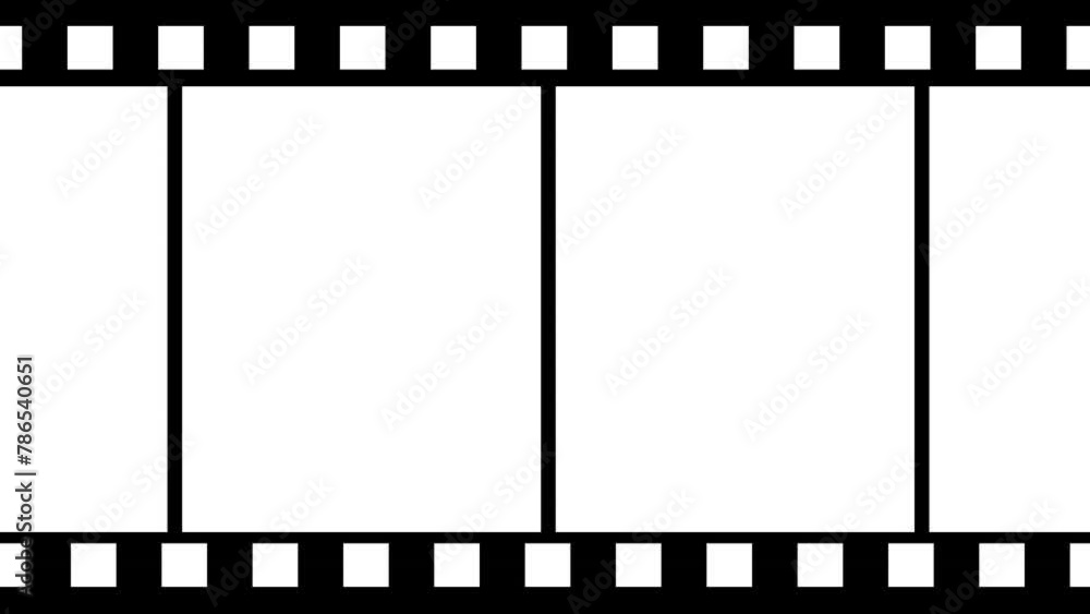 Film Strip Moving on White Background. Camera film loop able animation ...