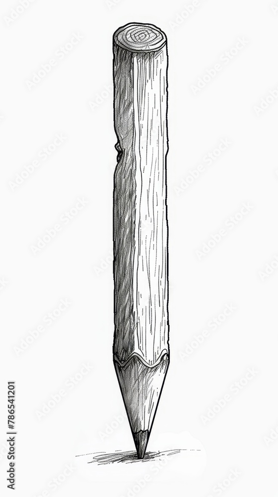 Objects: A coloring page of a simple pencil with a sharp tip ...