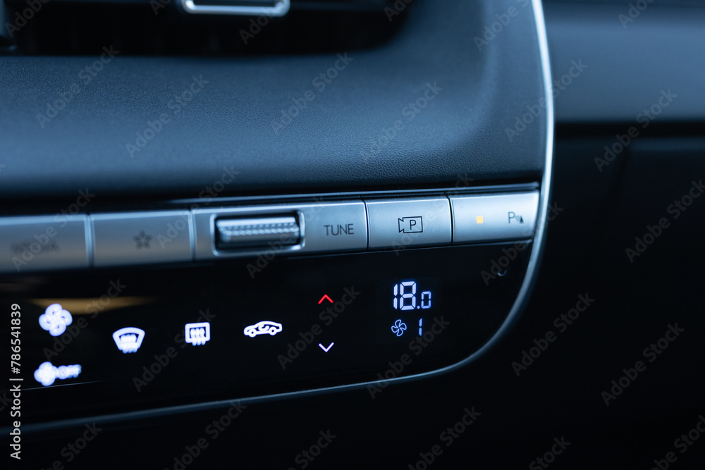 360 degree camera buttons in a new luxury electric vehicle. Electric ...