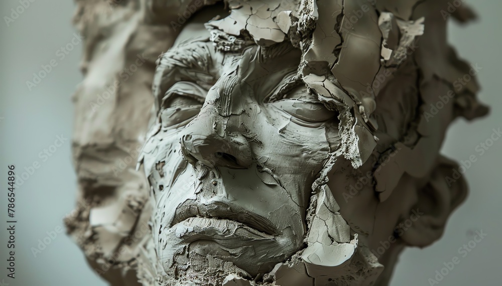 Create a clay sculpture that embodies the essence of a tilted angle ...