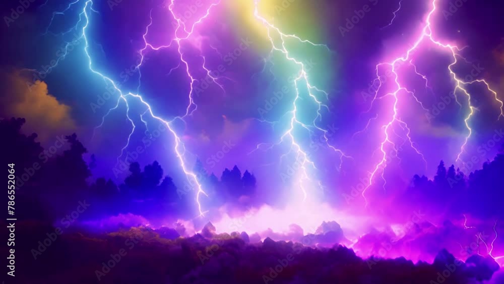 Lightning flash neon colors. Flashing. collision red and blue ...