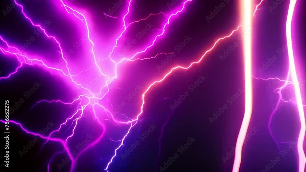 Lightning flash neon colors. Flashing. collision red and blue ...