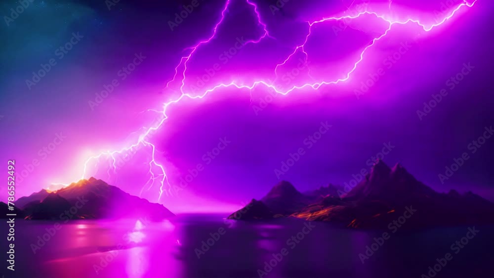Lightning flash neon colors. Flashing. collision red and blue ...