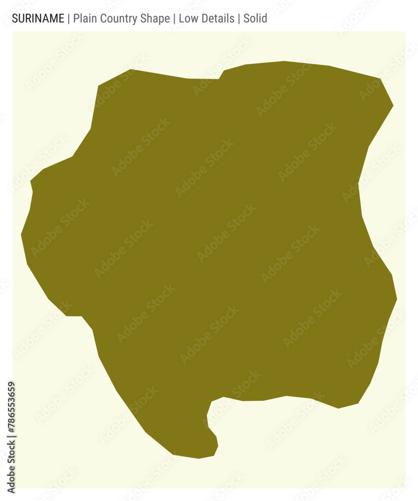 Suriname plain country map. Low Details. Solid style. Shape of Suriname ...