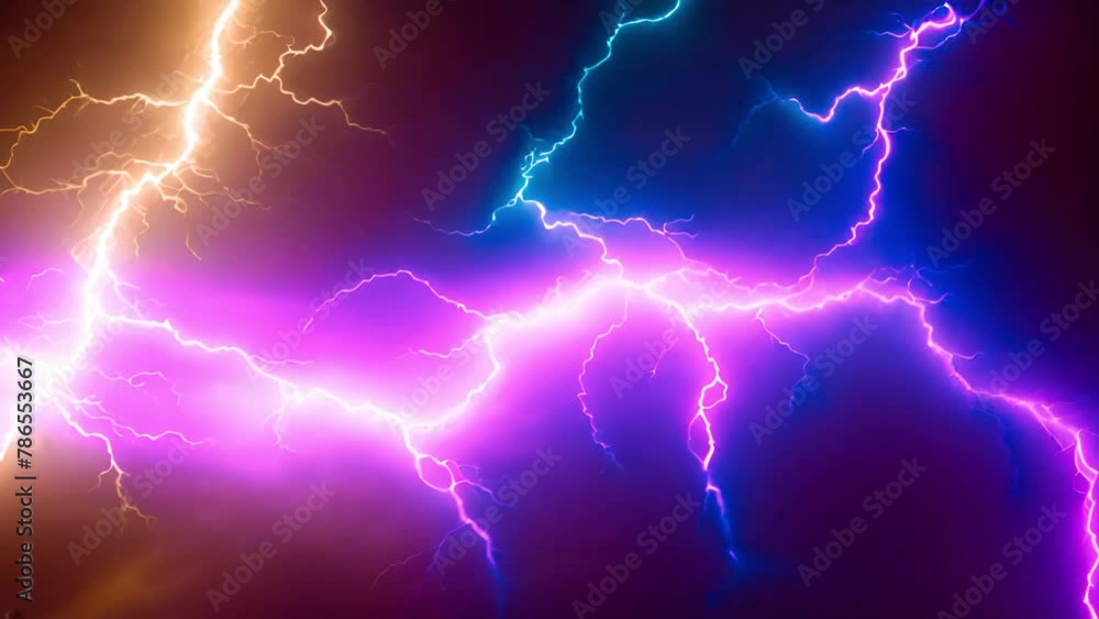 Lightning flash neon colors. Flashing. collision red and blue ...