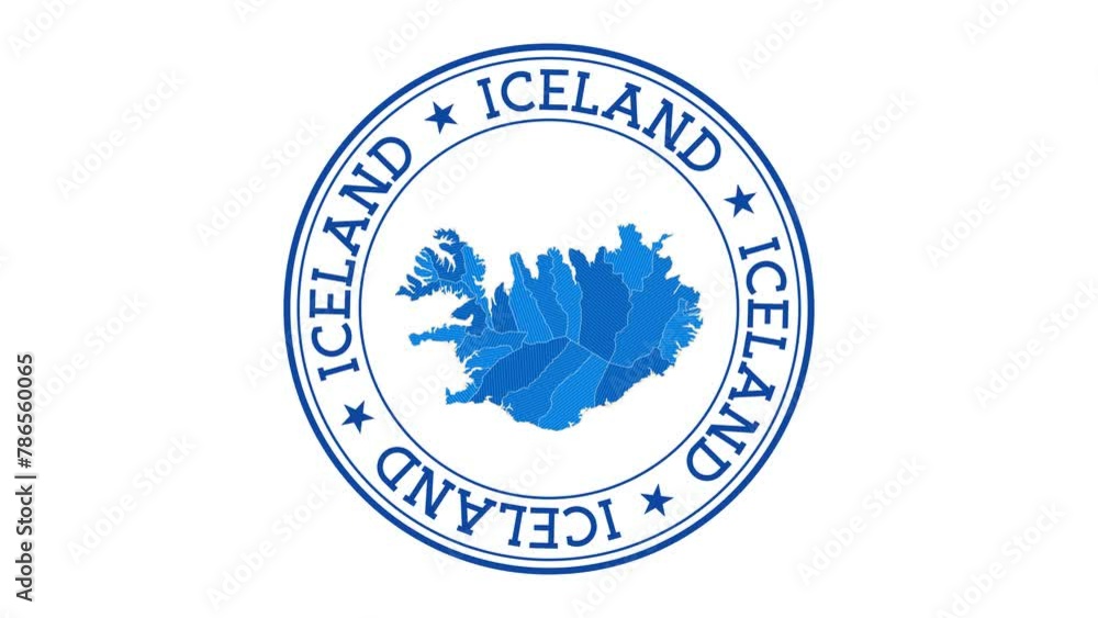 Iceland intro. Badge with the circular name and map of country. Iceland ...