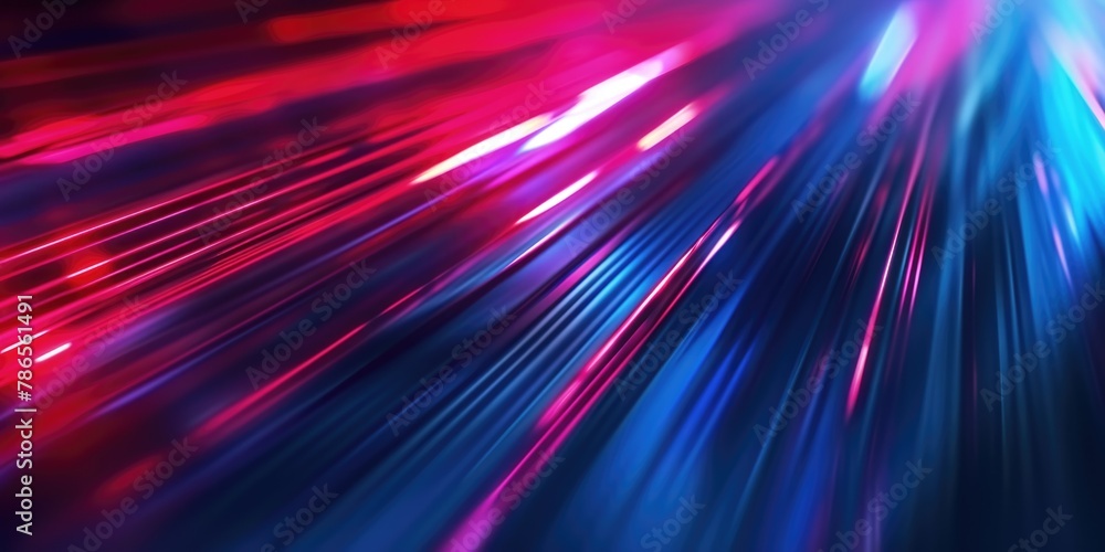 Abstract background with dynamic streaks of blue and red light ...