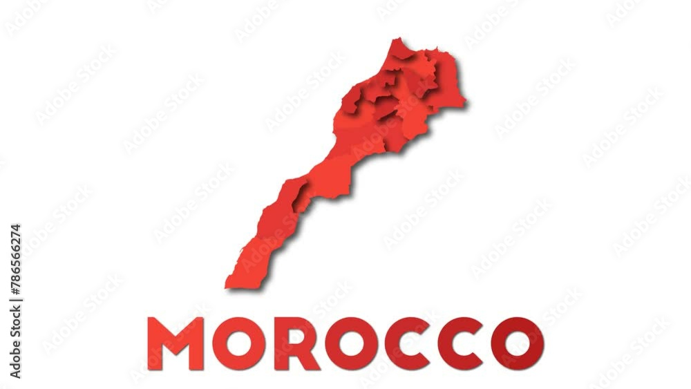 Morocco map showing regions. Animated country map with title. 4k ...