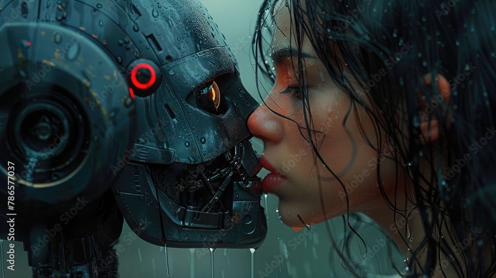 Love and kisses of the most beautiful girl and cyborg outfit in ...