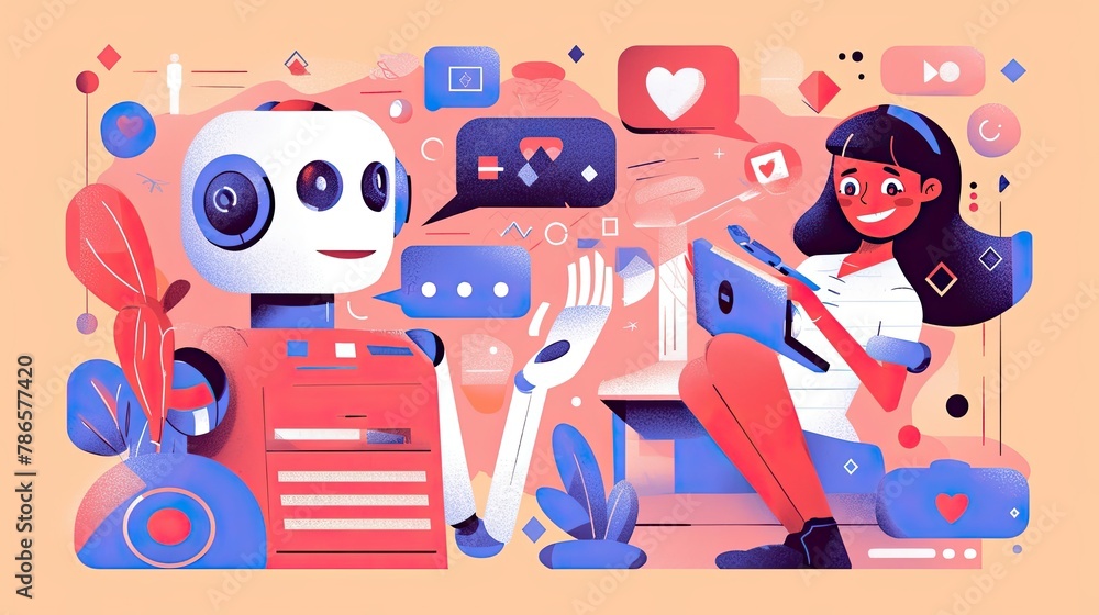 Smart AI chatbots providing customer support, assistance. Modern ...