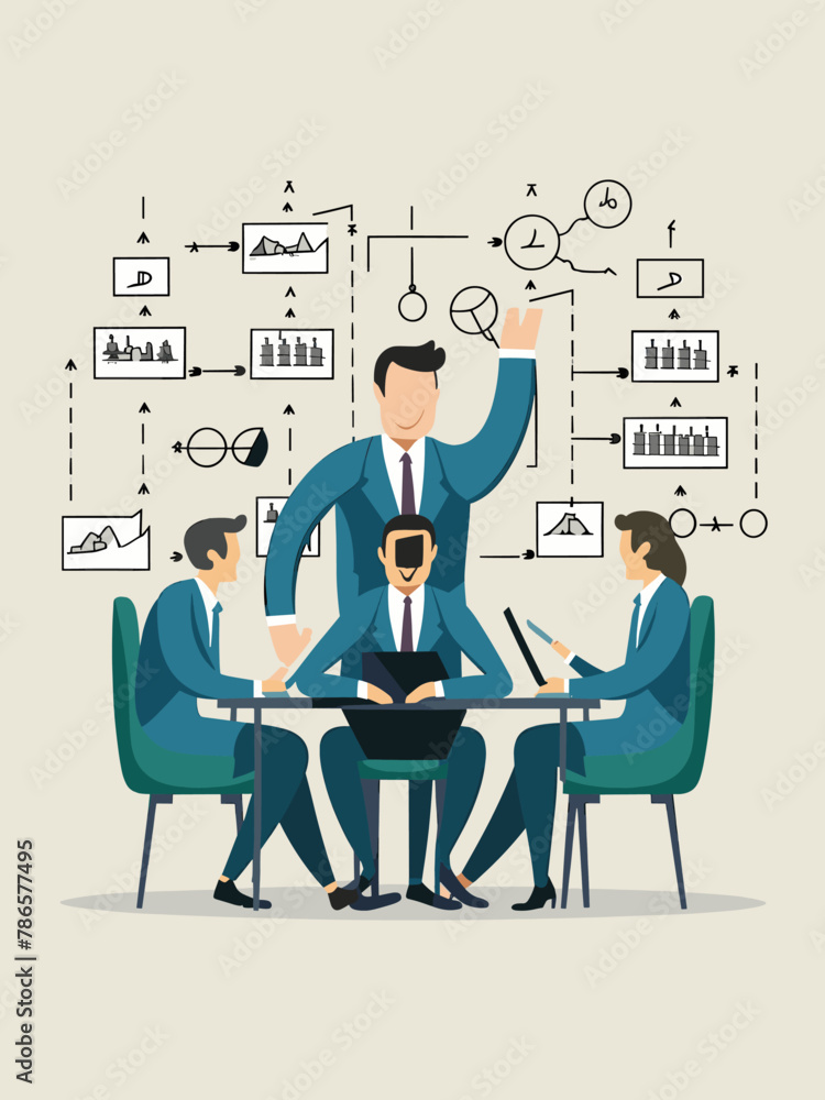 Visual Illustration of a Team of a Business Consultant Analyzing a ...