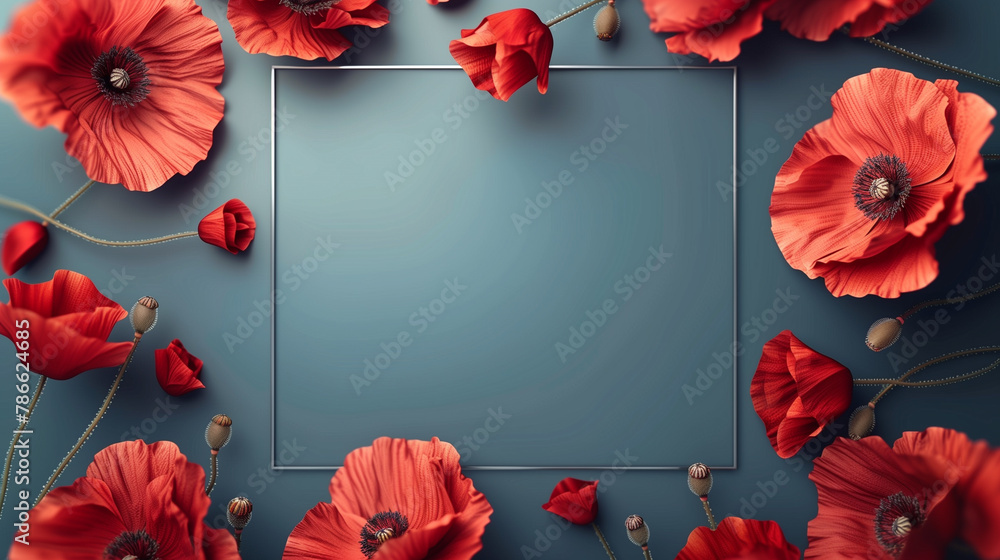 Red poppy border frame for memorial's day Stock Illustration | Adobe Stock