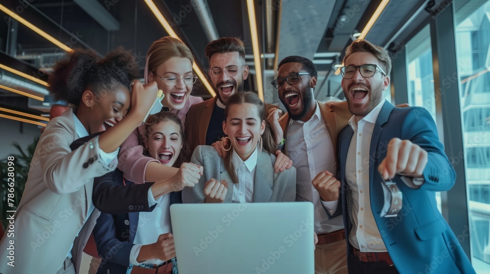 The smiling faces of the team members indicate the joy and satisfaction ...