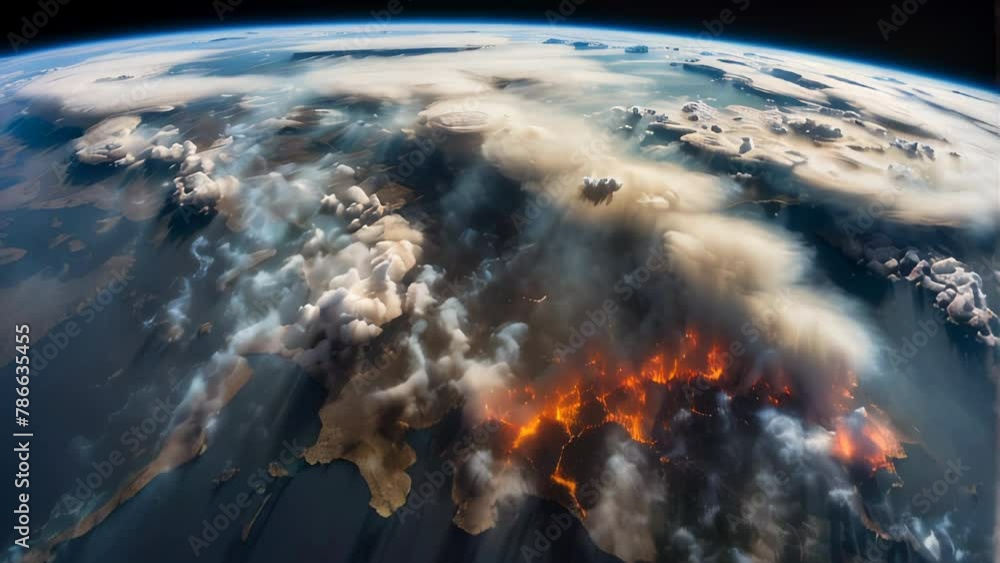Devastating global impact of wildfires seen from orbit. Generative AI ...
