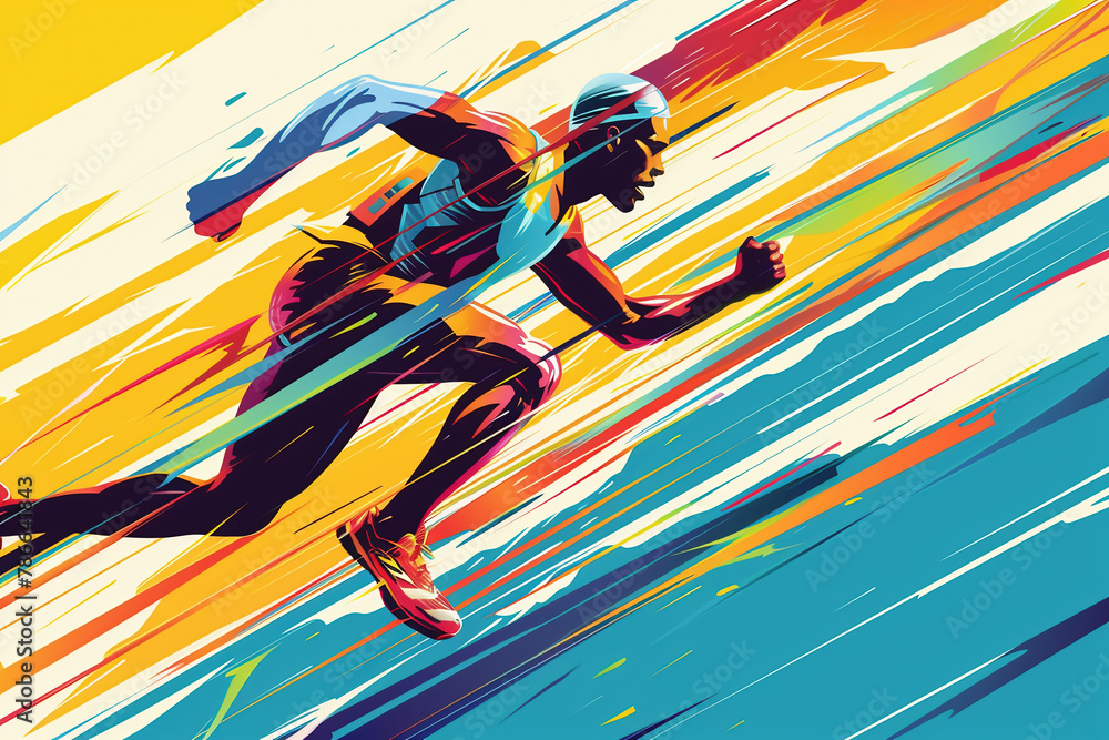 illustration of a runner sprinting towards the finish line, with ...