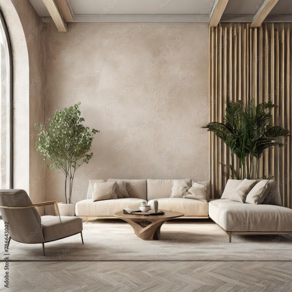 Light beige living room - modern interior hall and furniture design ...