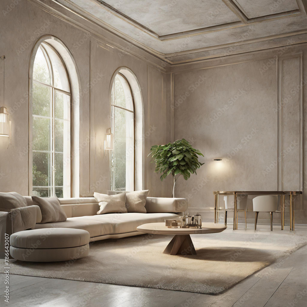 Light beige living room - modern interior hall and furniture design ...