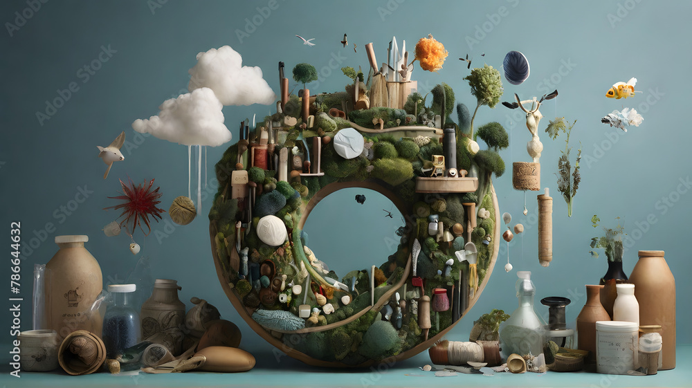 A magical world where minimal waste practices thrive, promoting a ...
