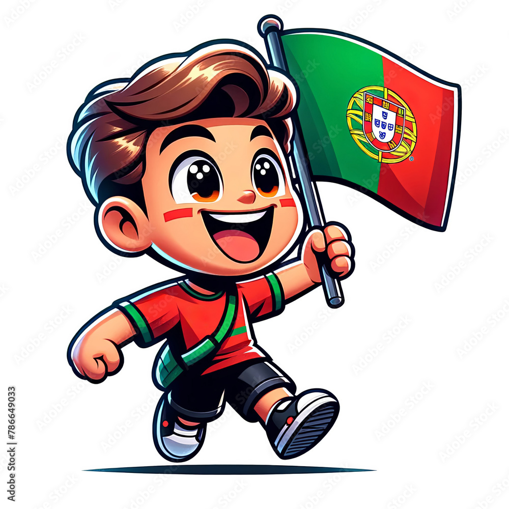 Animated joyful child character in sports attire proudly carrying the ...
