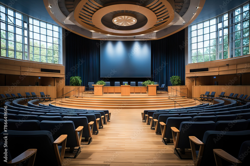Modern lecture hall interior with rows of seats. Generative AI image ...