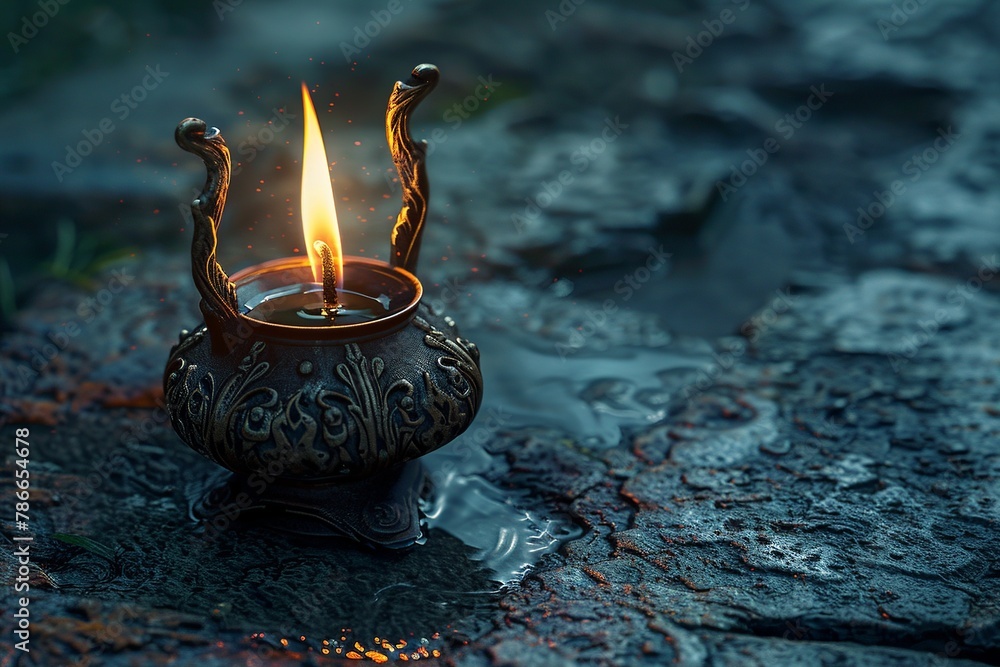 Explore the nostalgic charm of an antique oil lamp, its intricate ...