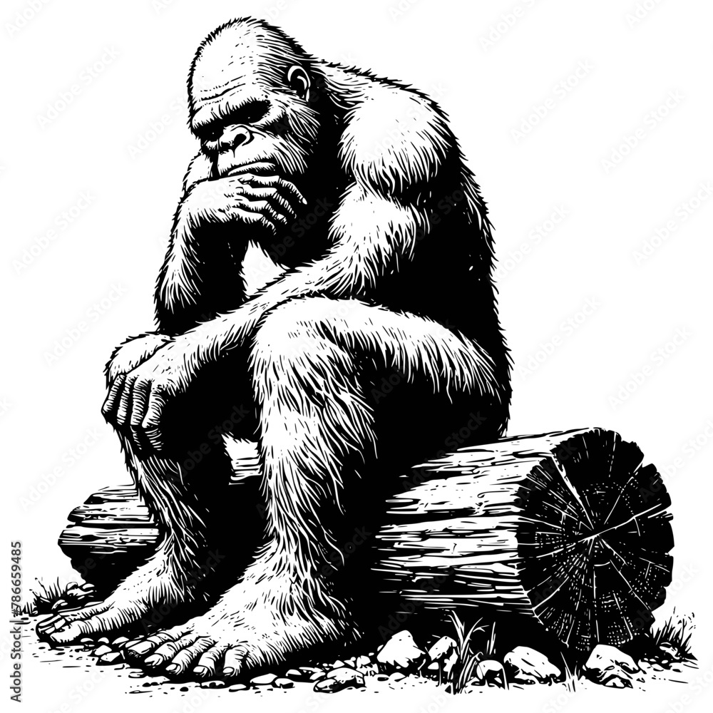 Vetor de Bigfoot Scene , big foot, Yeti, Sasquatch, Cryptid, Vector ...