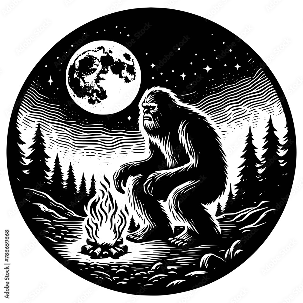 Bigfoot Scene , big foot, Yeti, Sasquatch, Cryptid, Vector, laser cut ...