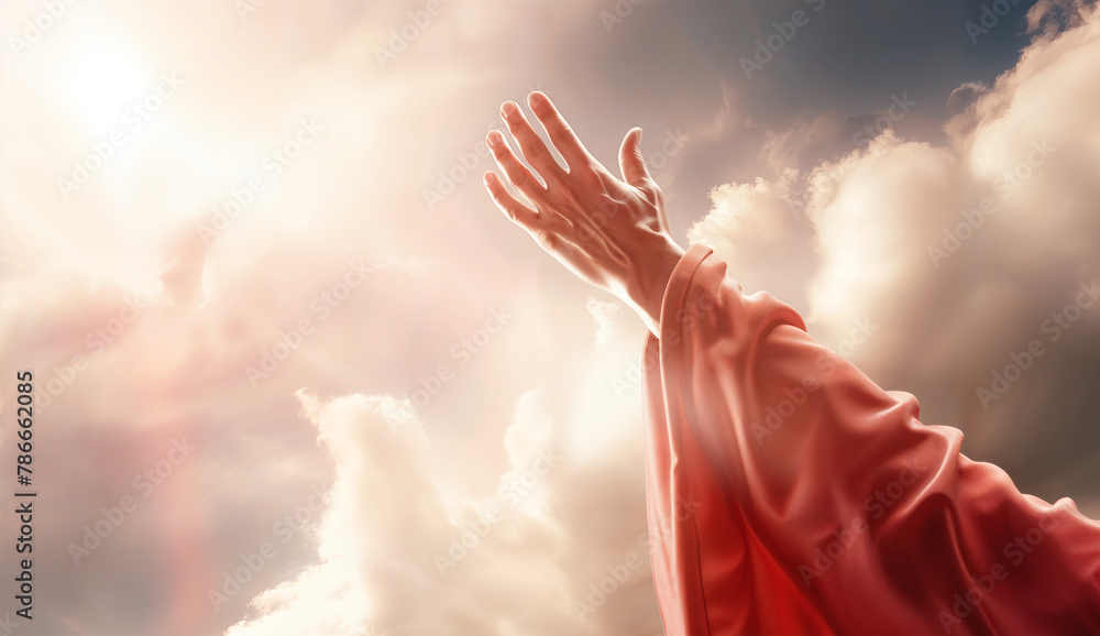 Hand Reaching Towards Heavenly Light. A Symbol of Hope and Faith. A ...