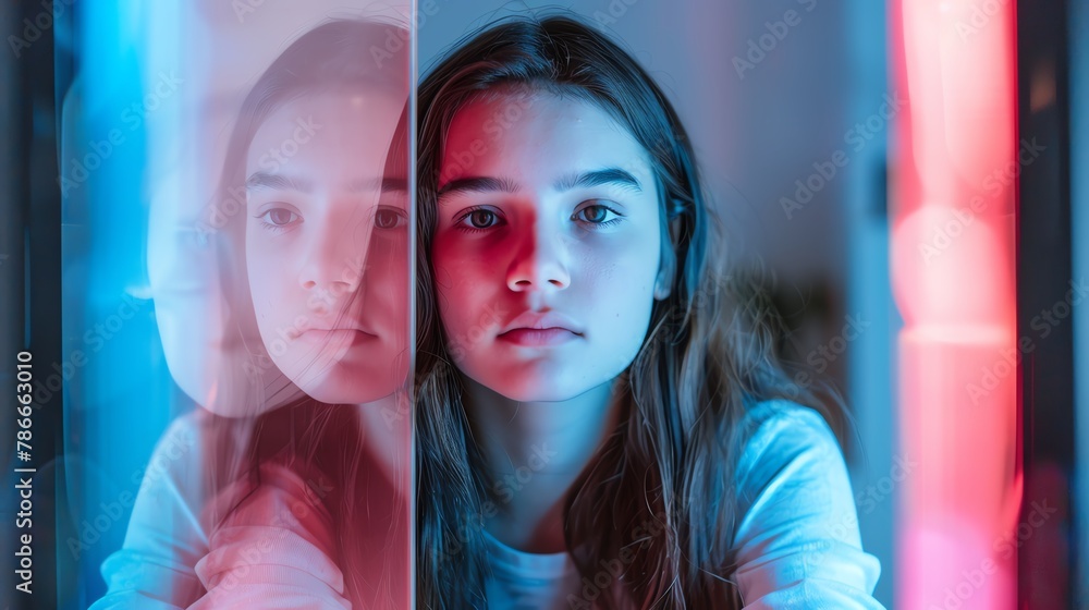 cyberbullying effects on teenagers, split screen of online and real ...