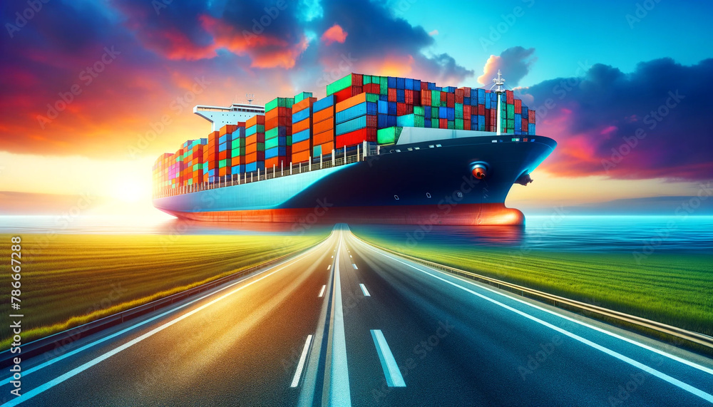 A container ship, adorned with traces of rust and seawater, cruises ...