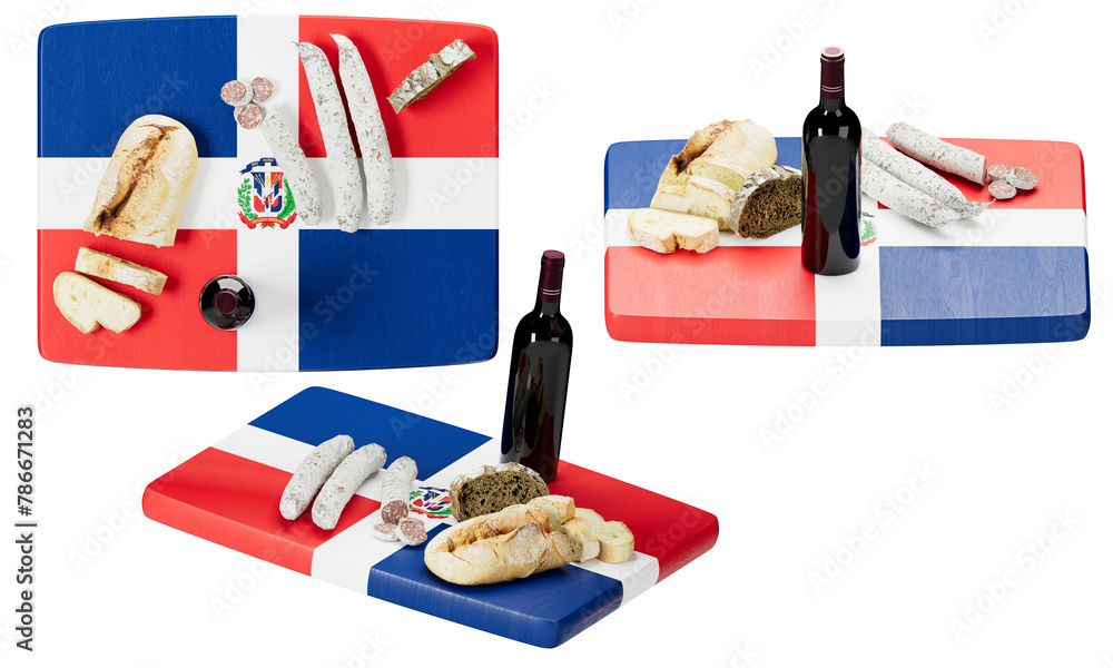 Dominican Republic Flag as Backdrop for Traditional Gastronomic Display ...